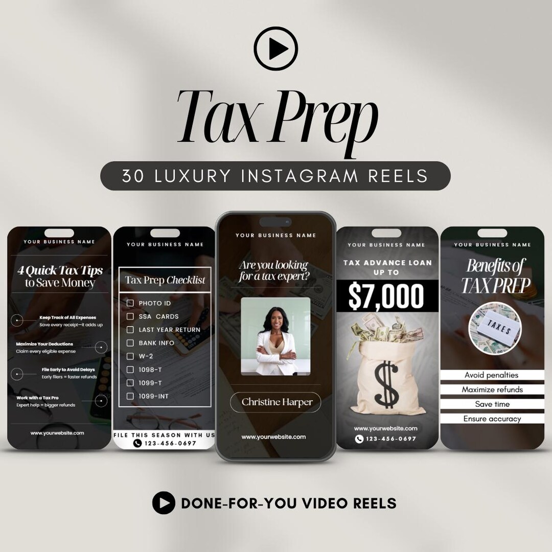 30 Tax Prep Instagram Reels | Tax Preparer Instagram Templates | Tax ...