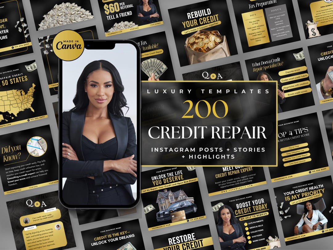 200 Credit Repair Instagram Templates | Black Credit Repair Templates ...