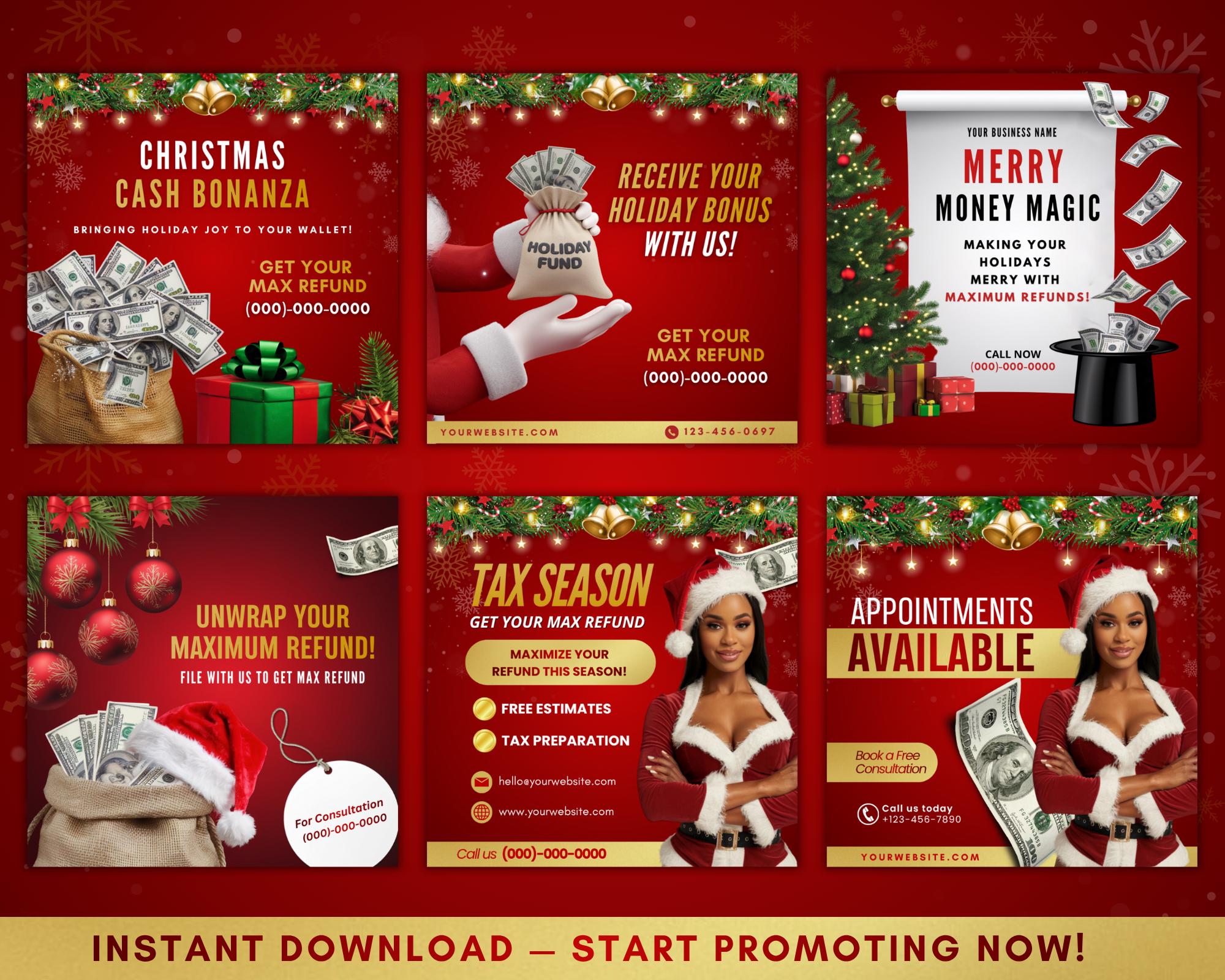 60 Christmas Tax Prep Bundle | Christmas Tax Prep Flyers | Tax Prep ...