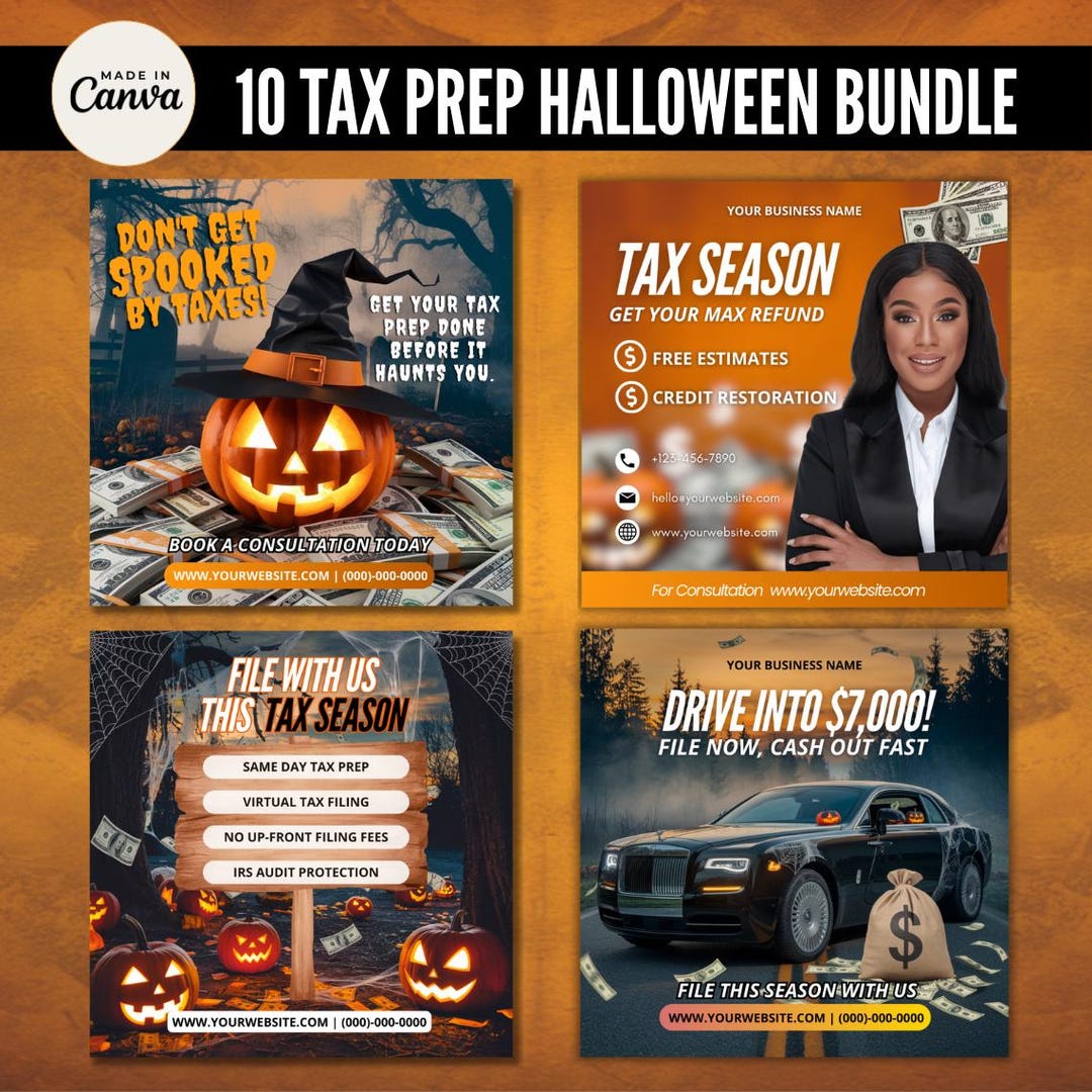 10 Halloween Tax Preparer Templates | Tax Prep Flyer Halloween | Tax ...