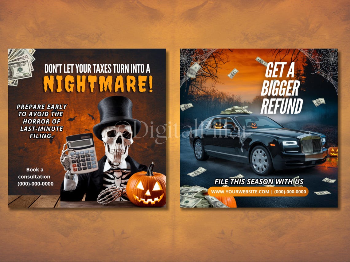 10 Halloween Tax Preparer Templates | Tax Prep Flyer Halloween | Tax ...