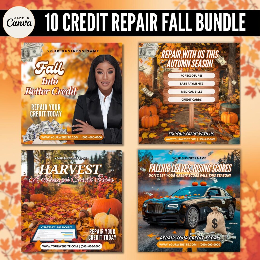 10 Fall Credit Repair Flyers | Credit Repair Fall Bundle | Credit ...