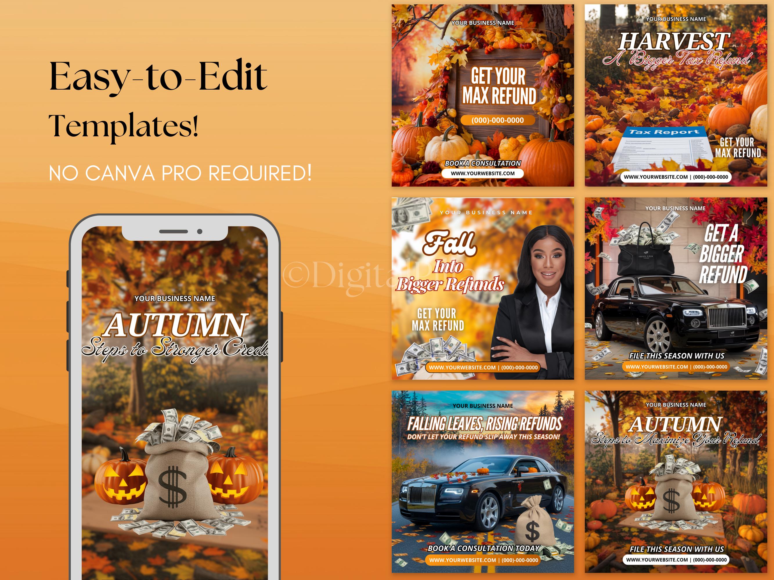 10 Fall Tax Prep Flyers | Tax Prep Fall Bundle | Tax Prep Bundle | Tax ...