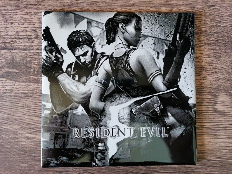 Resident Evil 5 Chris & Sheva Cover Art Laser Engraved Tile - Video ...