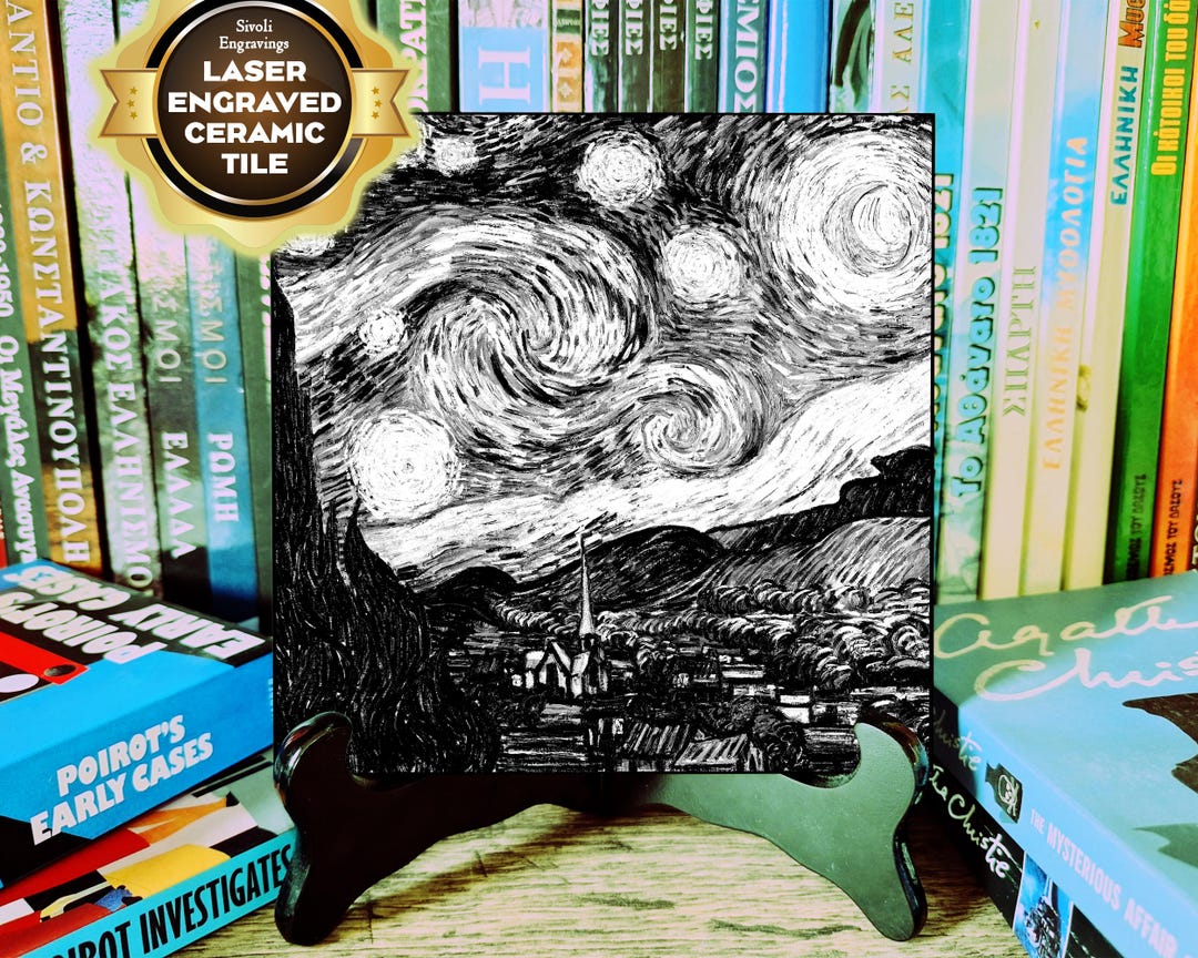 The Starry Night by Vincent Van Gogh Vintage Landscape Painting Laser ...