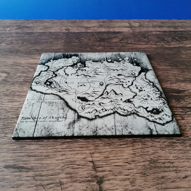 Skyrim Map Laser Engraved Tile the Elder Scrolls - Etsy