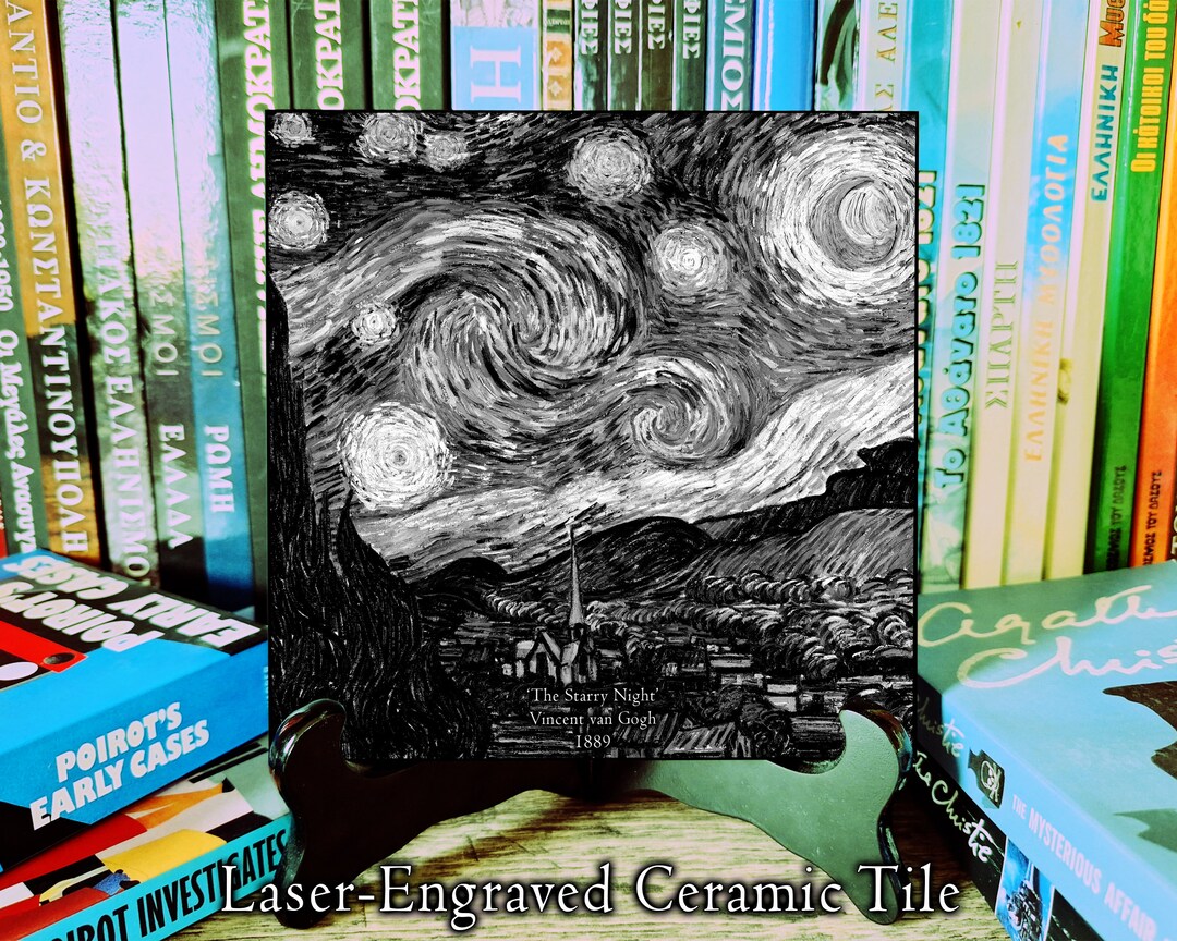 The Starry Night by Vincent Van Gogh Laser Engraved Ceramic Tile ...