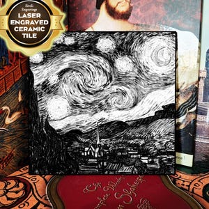 The Starry Night by Vincent Van Gogh Vintage Landscape Painting Laser ...