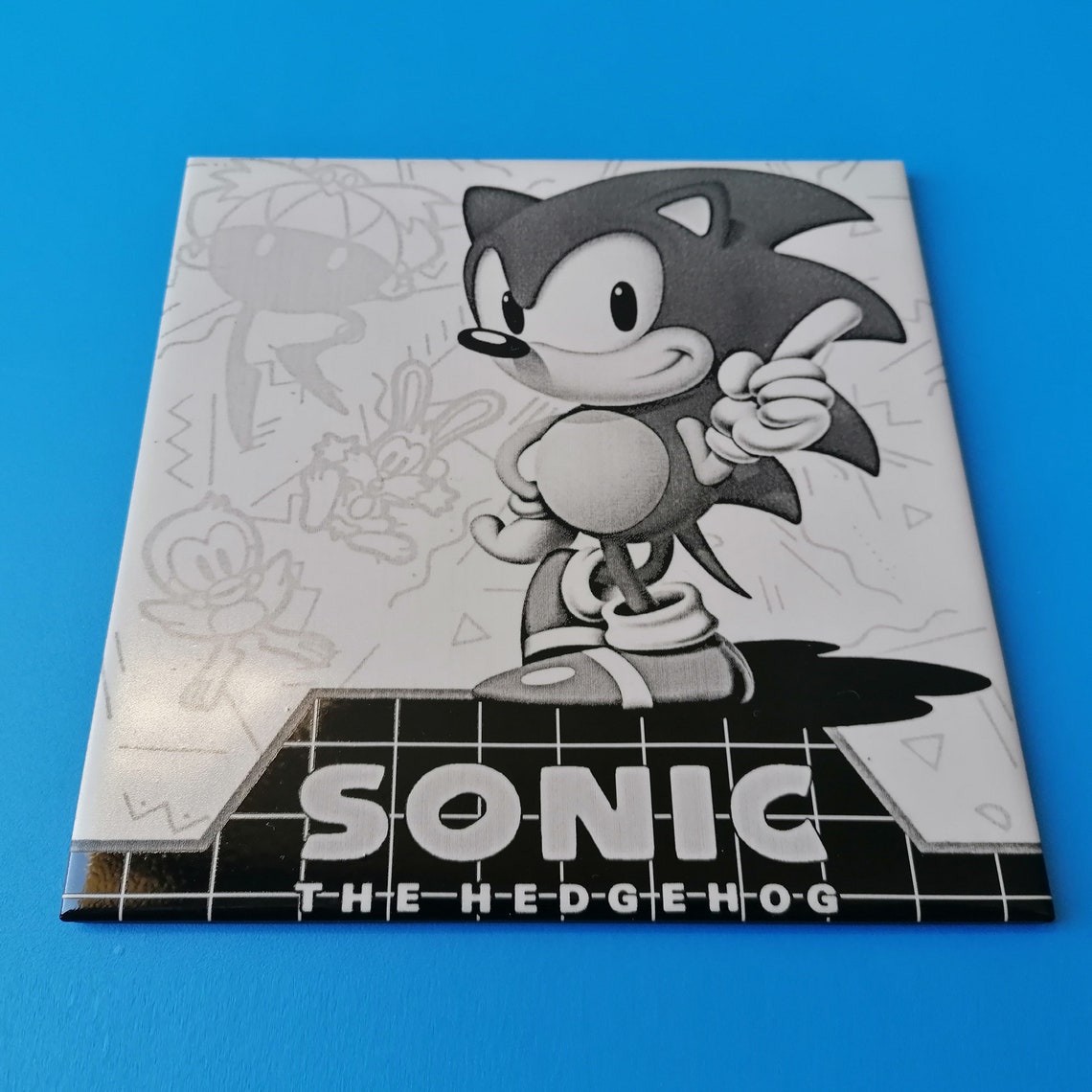Sonic the Hedgehog Laser Engraved Tile European 1991 Cover - Etsy