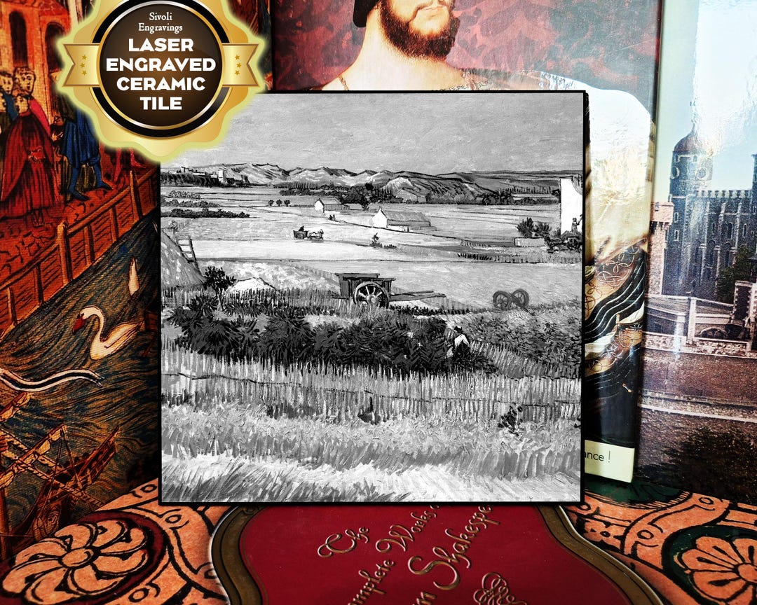 Harvest at La Crau by Vincent Van Gogh Vintage Painting Laser Engraved ...
