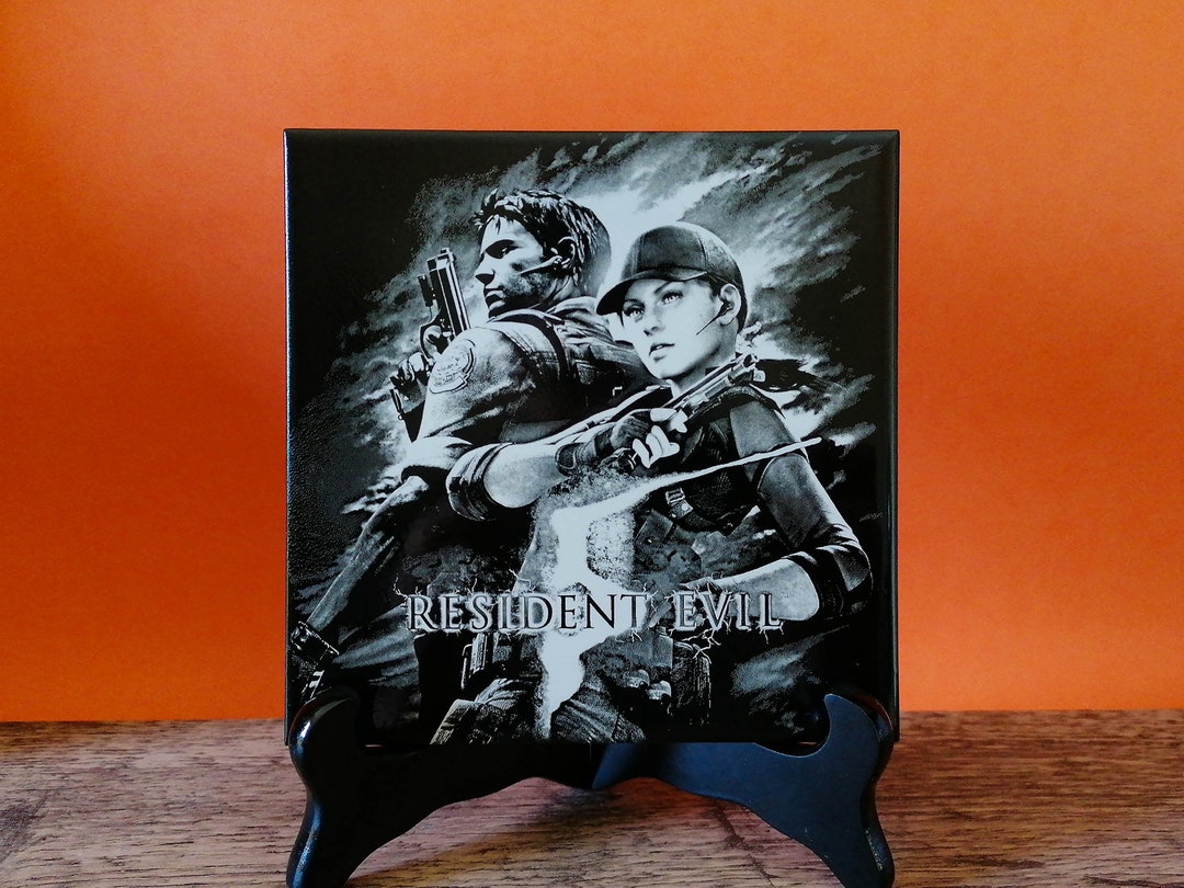 Resident Evil 5 Chris & Jill Cover Art Laser Engraved Tile - Video Game ...