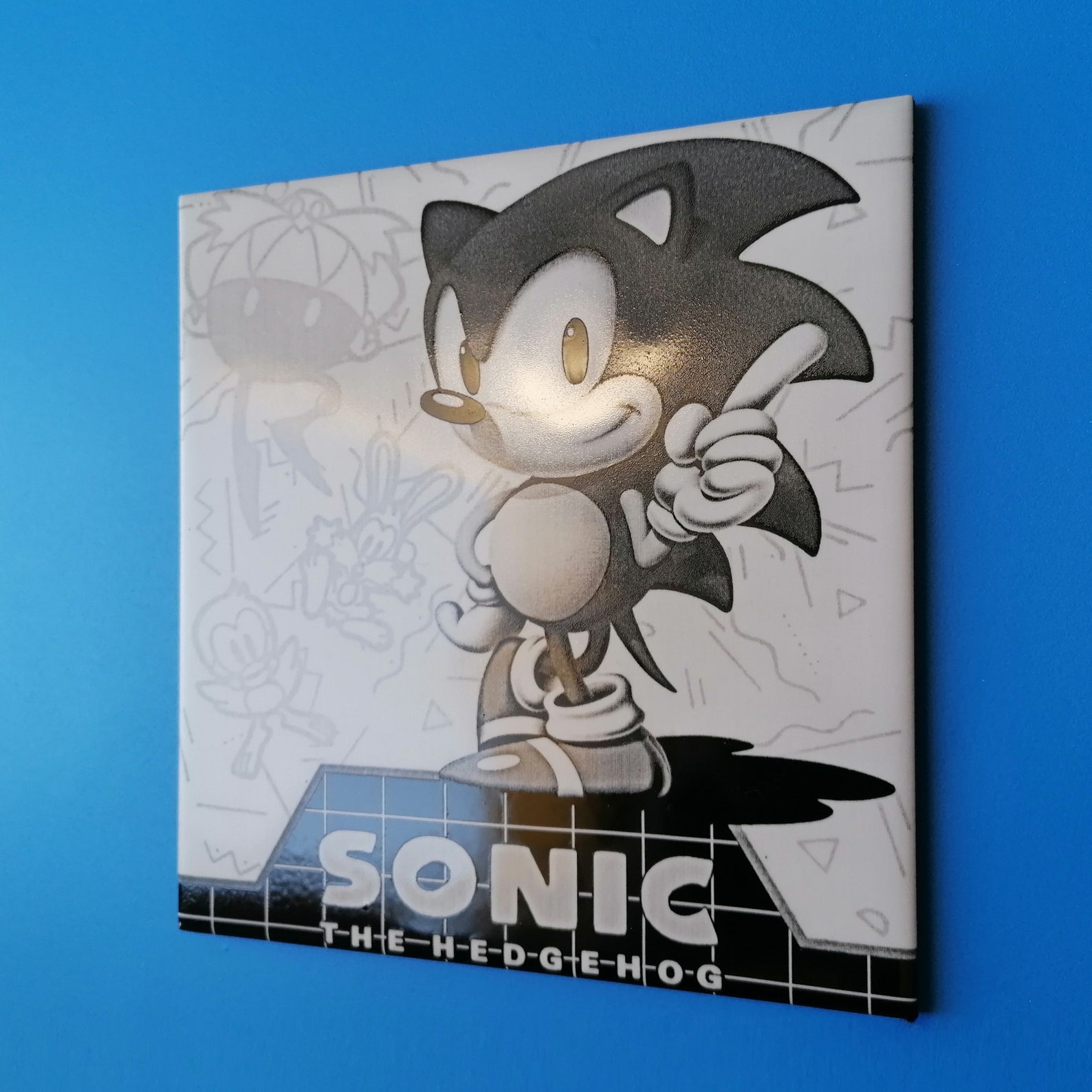 Sonic the Hedgehog Laser Engraved Tile European 1991 Cover - Etsy