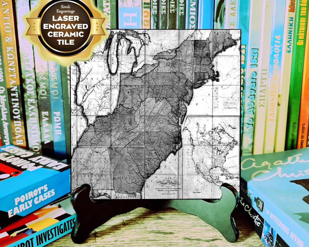 Vintage Map of the Eastern United States Laser Engraved Tile Historical ...
