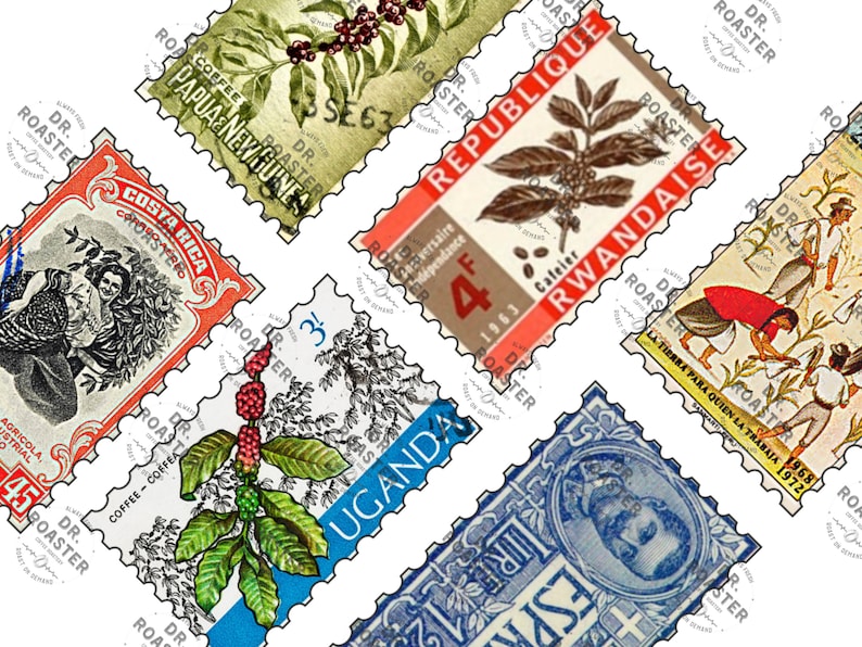 Printable Postage Stamps Sticker Pack of Coffee Producing - Etsy
