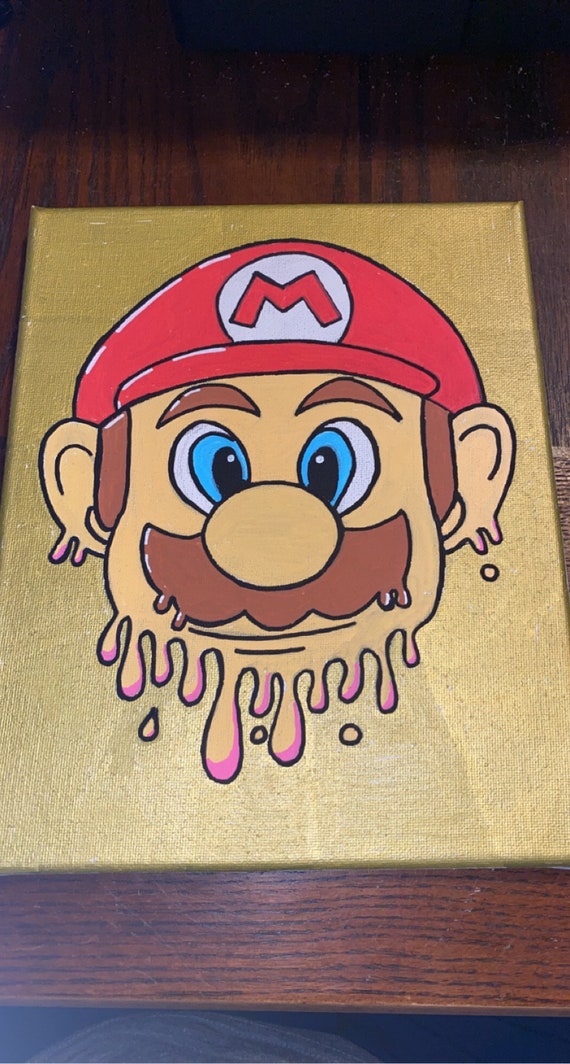 Drip Effect Mario Painting Canvas - Etsy