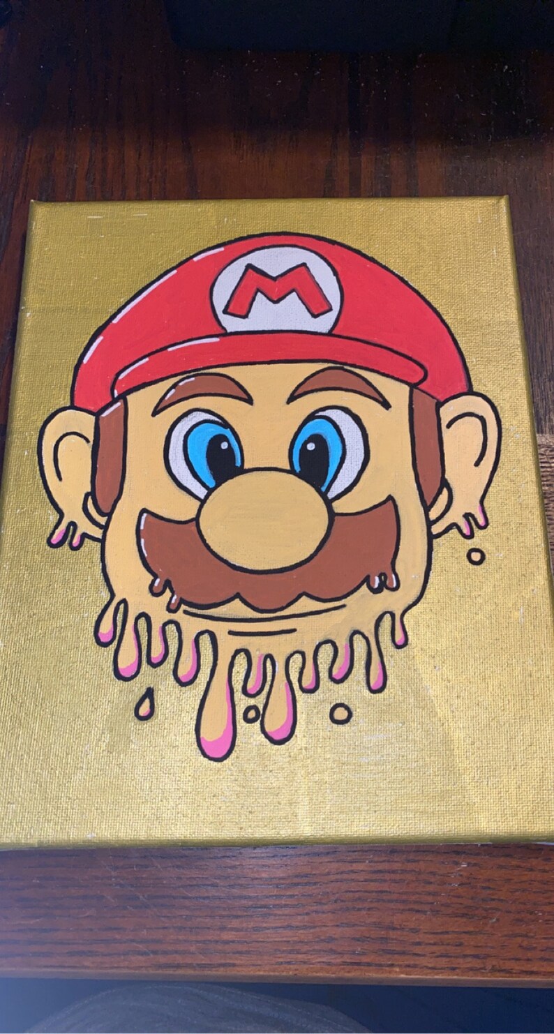 Drip Effect Mario Painting Canvas - Etsy