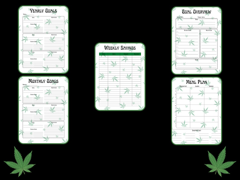 Printable Cannabis Student Planner Weed Leaf Student Planner Monthly ...