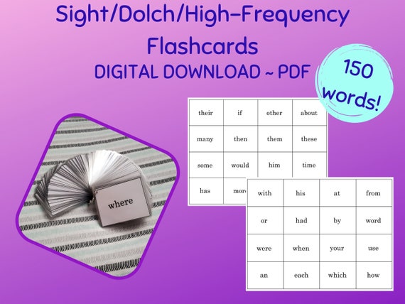 Sight Word Flashcards Dolch Word Flashcards High-frequency | Etsy