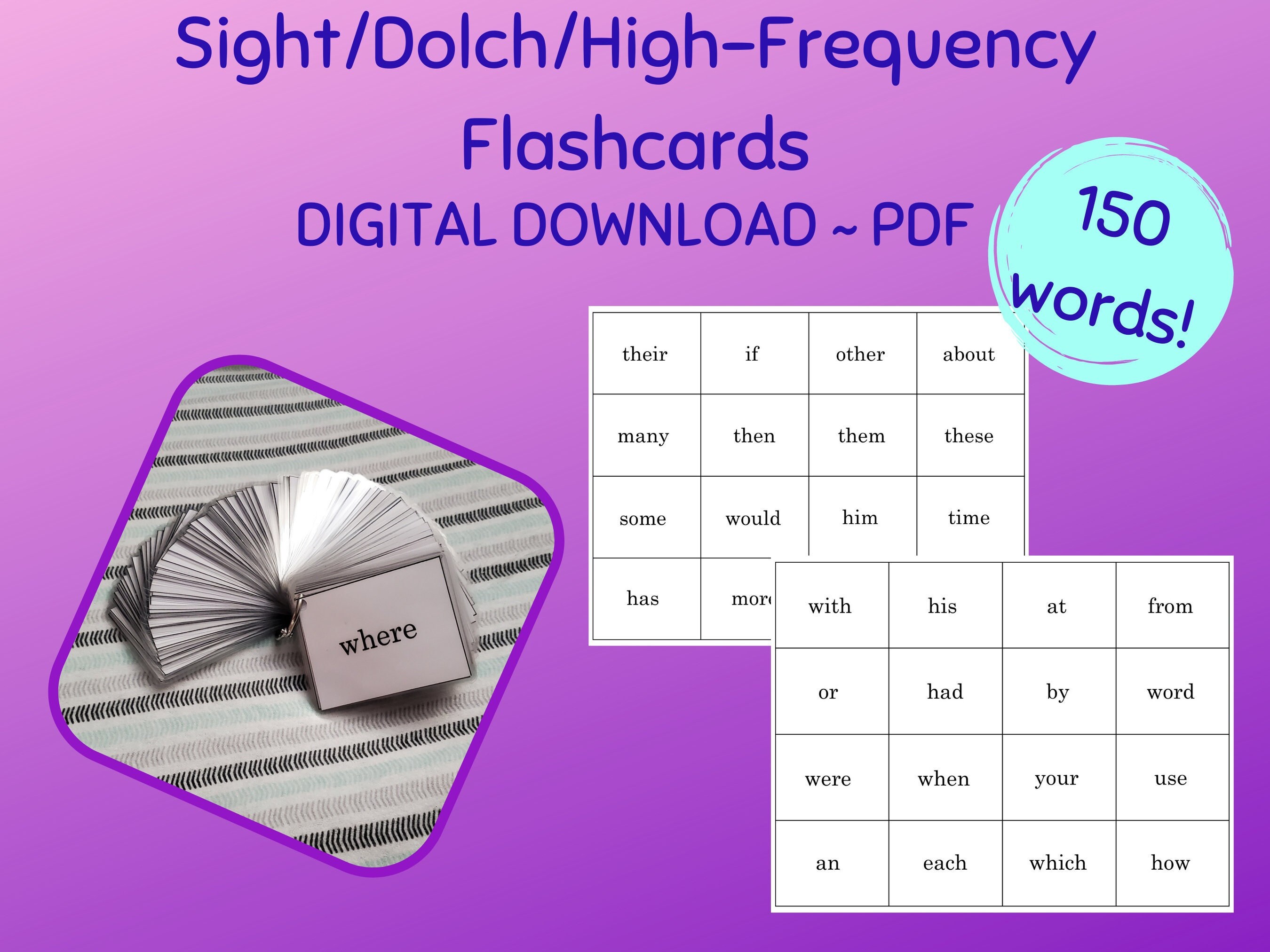 Sight Word Flashcards, Dolch Word Flashcards, High-frequency Flashcards ...