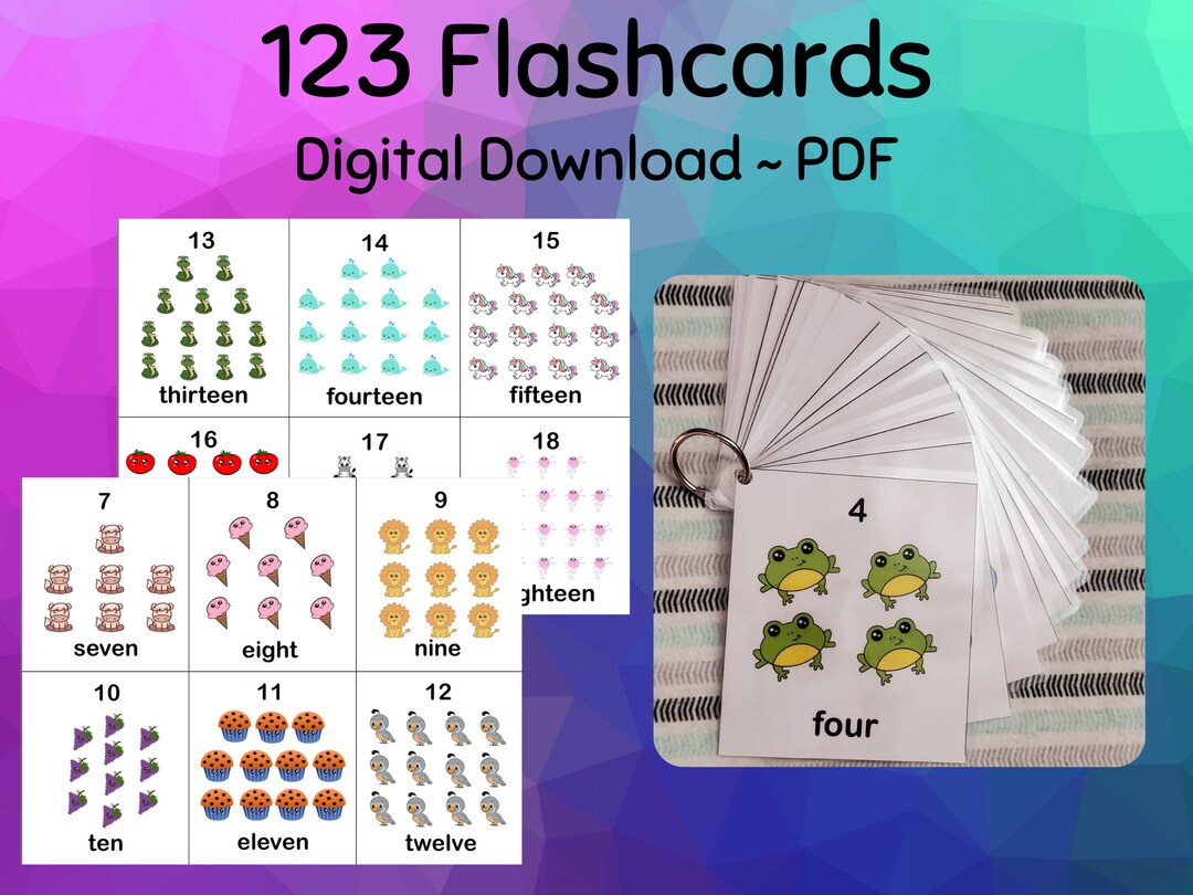 123 Flashcards, Digital Download, PDF - Etsy