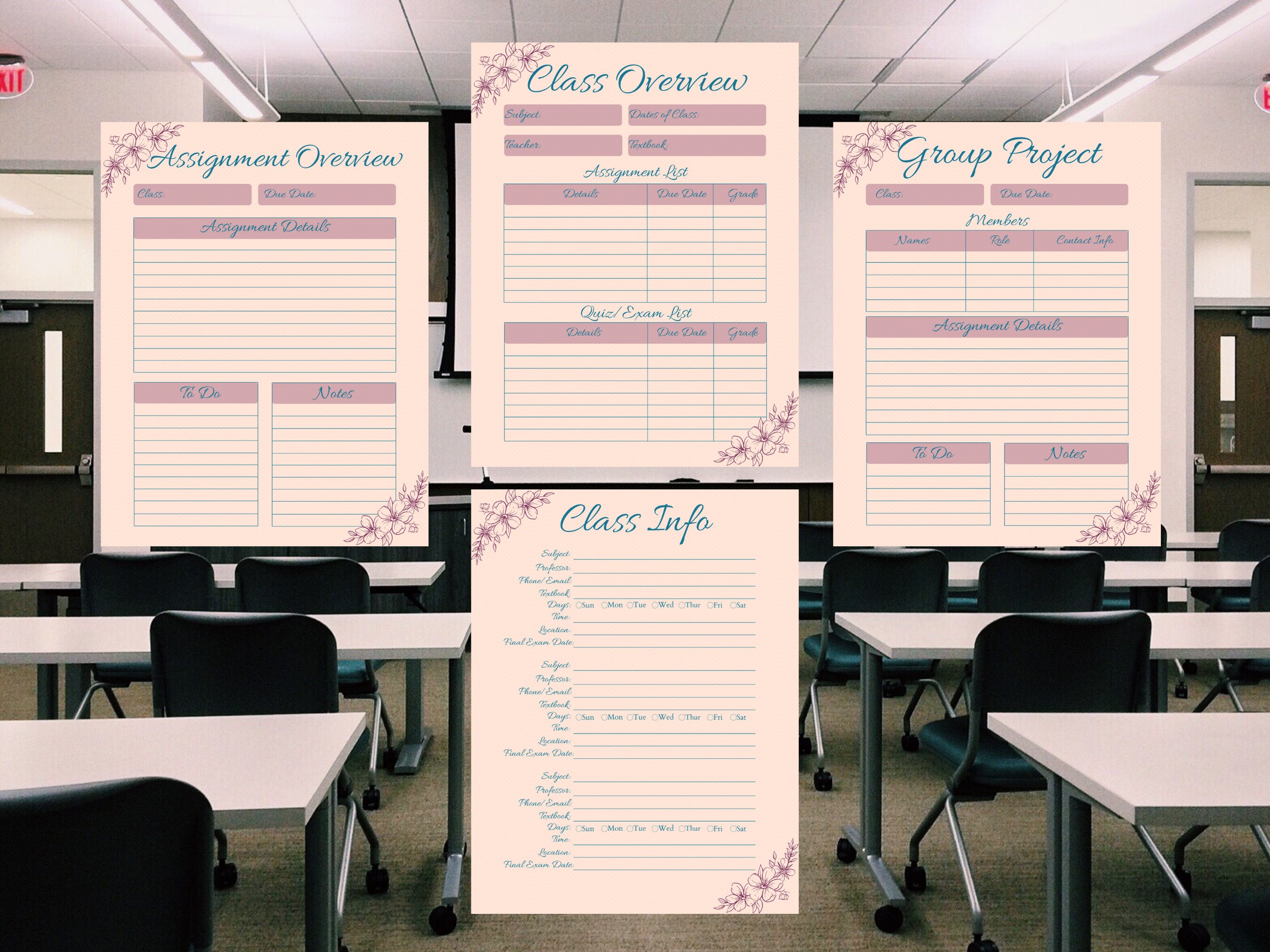 Printable Floral College Planner - Etsy