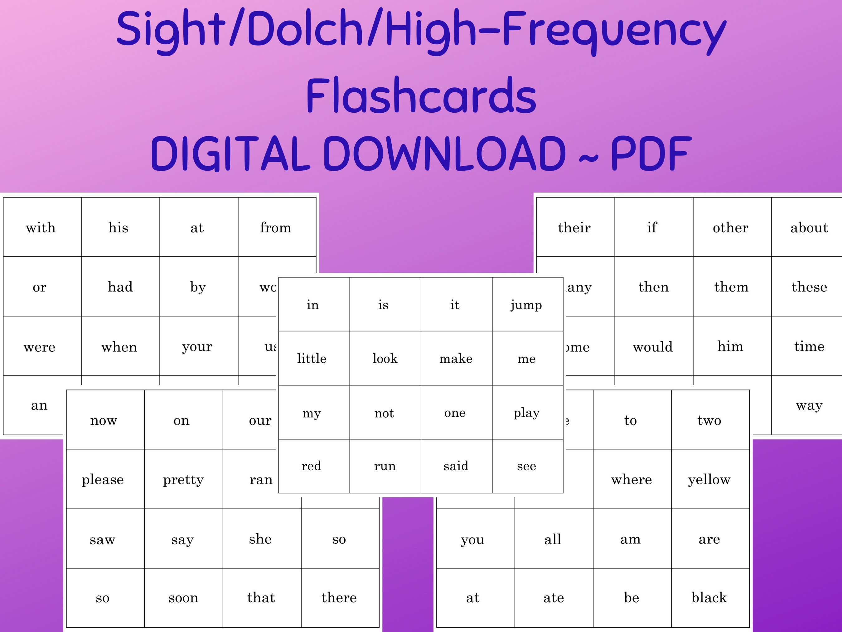 Sight Word Flashcards, Dolch Word Flashcards, High-frequency Flashcards ...