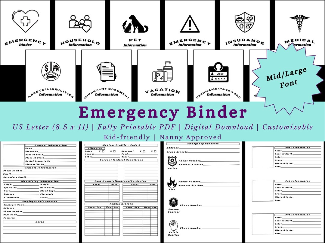 Emergency Binder | Family Emergency Binder | in Case of Emergency ...
