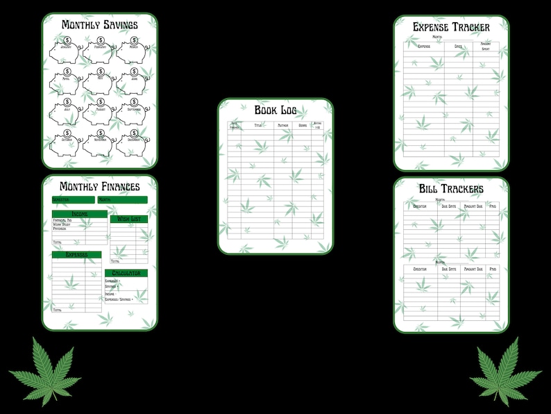 Printable Cannabis Student Planner Weed Leaf Student Planner Monthly ...