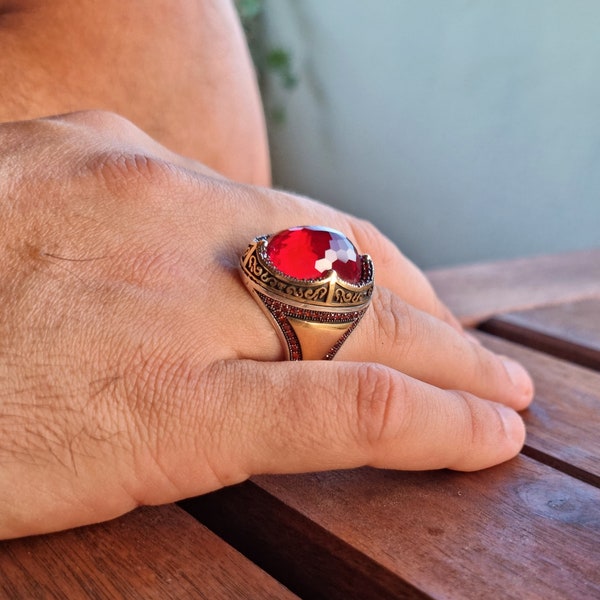 Big Red Stone Ring - Etsy