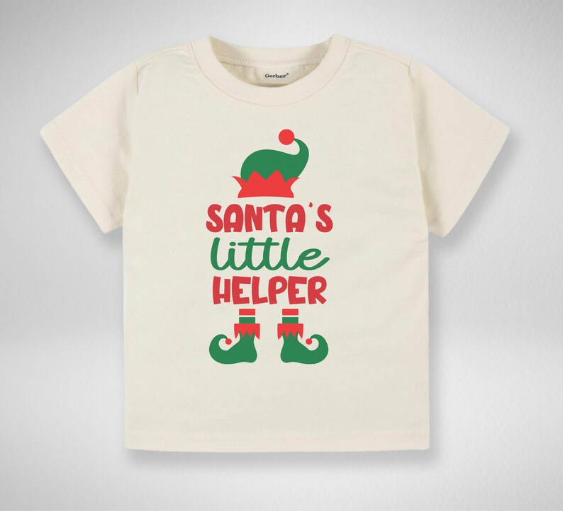 Santa's Little Helper Toddler Tshirt, Christmas Kids Shirt, Elf Natural ...