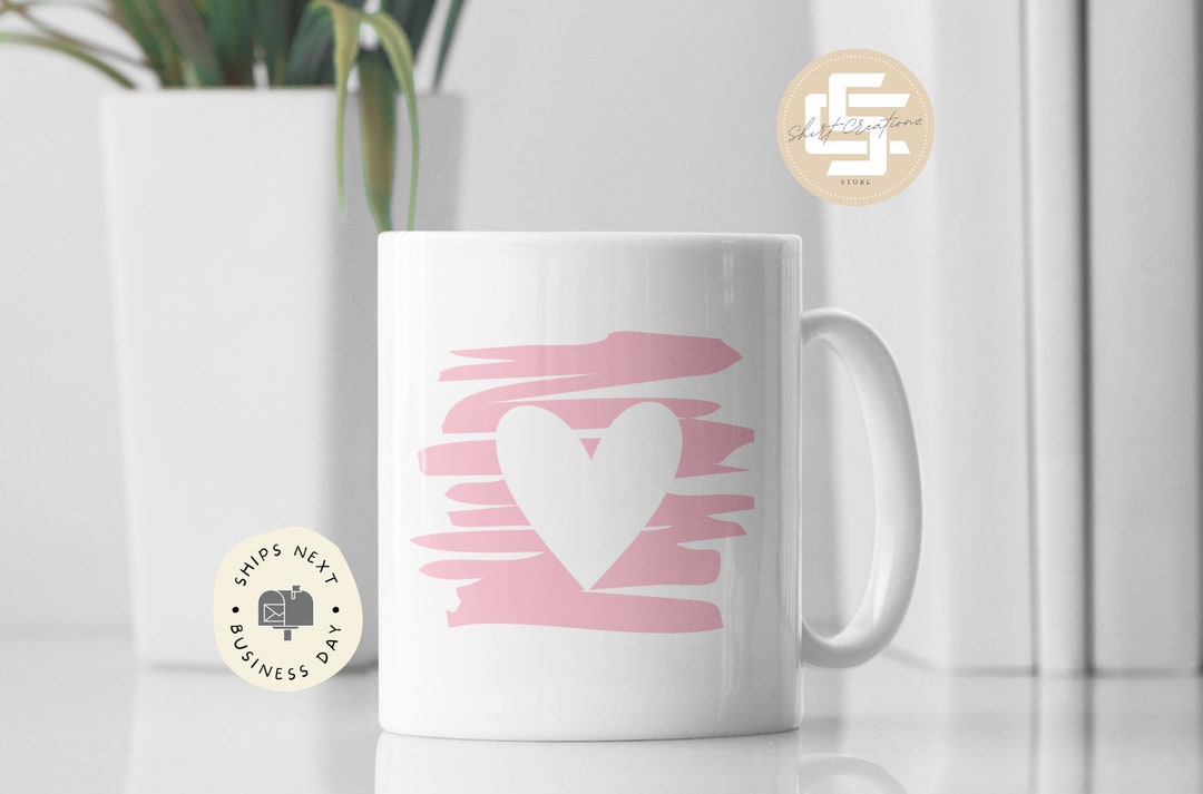 Pink Heart Mug, Valentine Day Mug Gift, Coffee Mug Self Love, Galentine ...