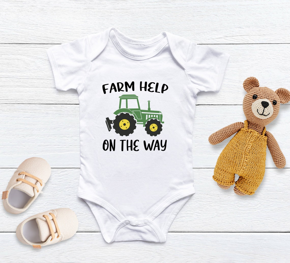 Farm Help on the Way Baby Onesie®, Farm Baby Onesie®, Farmer Baby Body ...