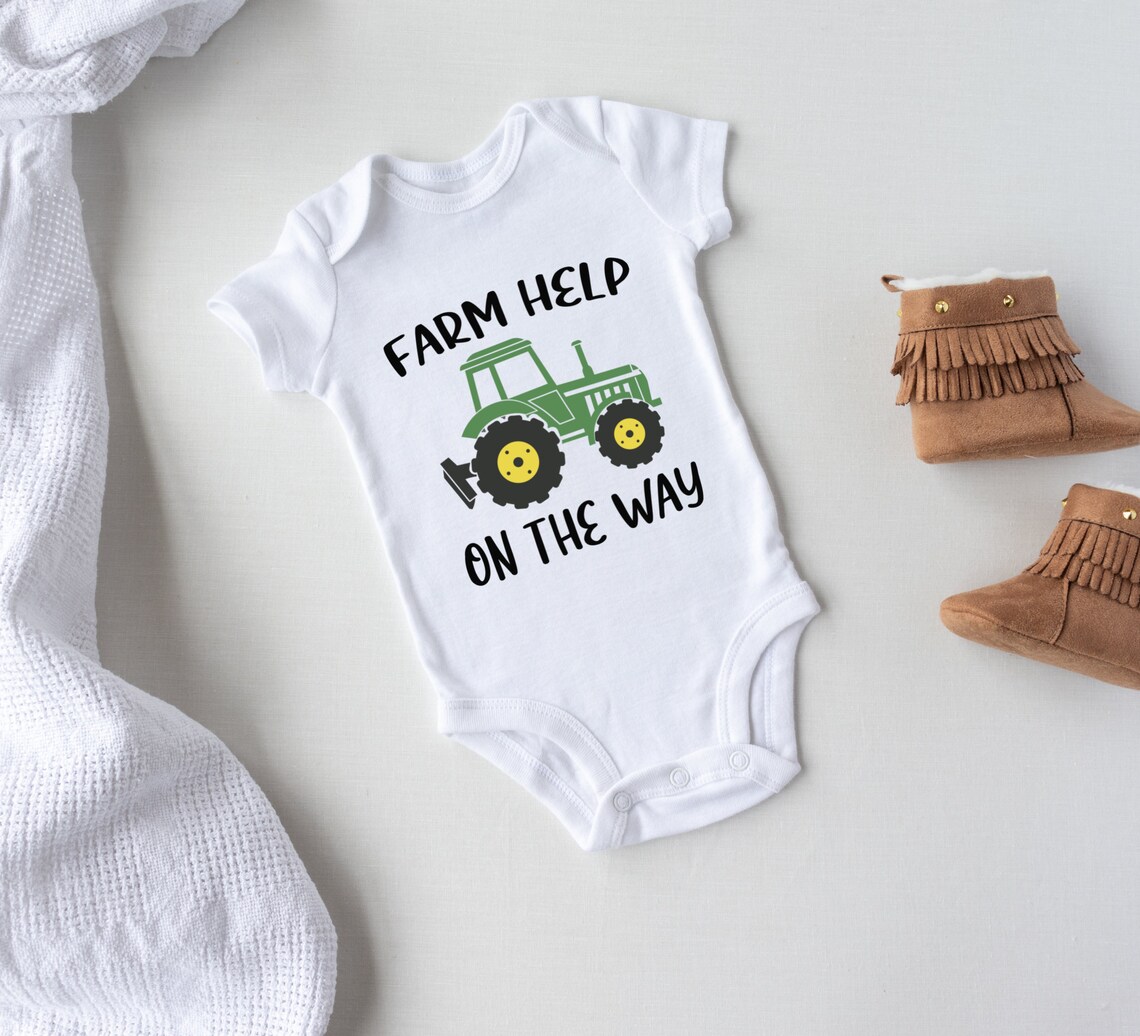 Farm Help on the Way Baby Onesie®, Farm Baby Onesie®, Farmer Baby Body ...