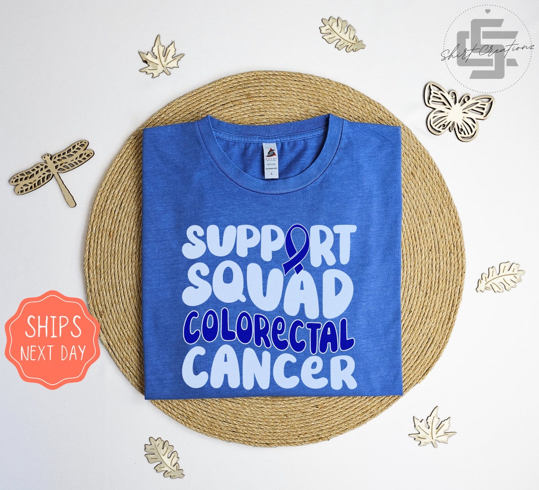 Colorectal Cancer Support Squad Vintage T-shirt, Blue Ribbon Tee Shirt ...