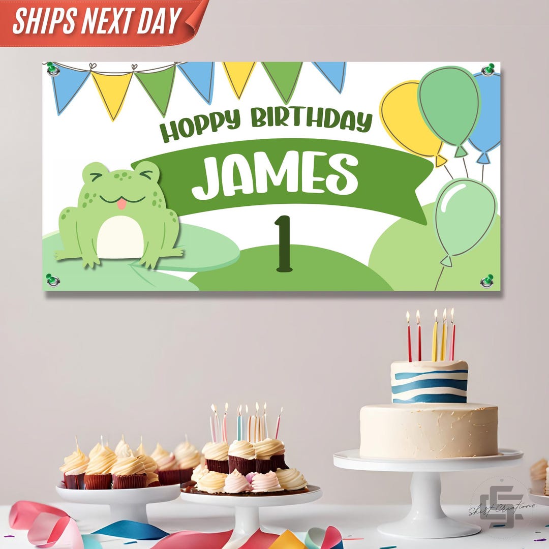 Personalized Frog Birthday Banner, Kids Birthday Party Banner, Custom ...