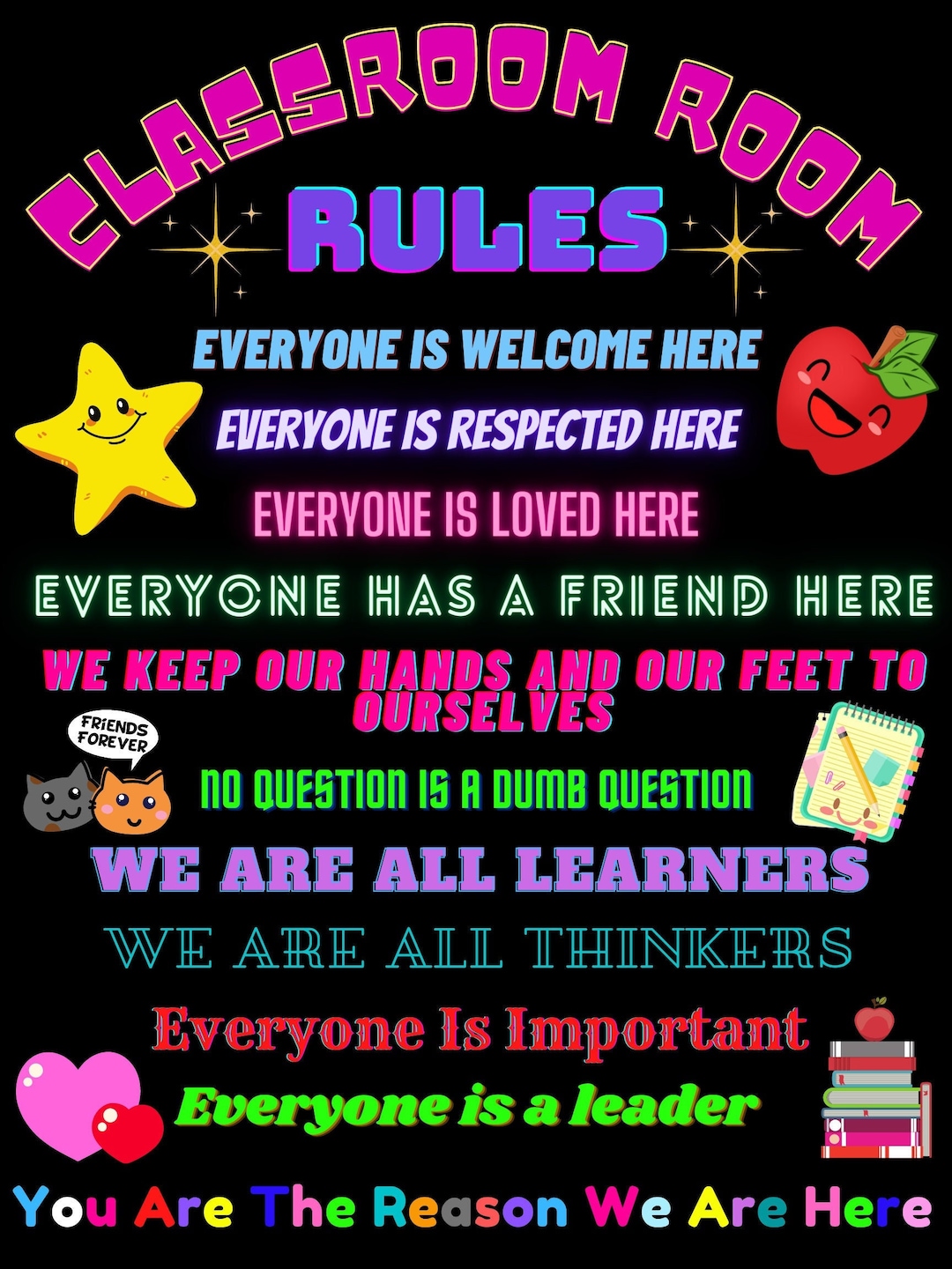Classroom Rules Decor Wall Art, Printable Classroom Poster, Homeschool ...