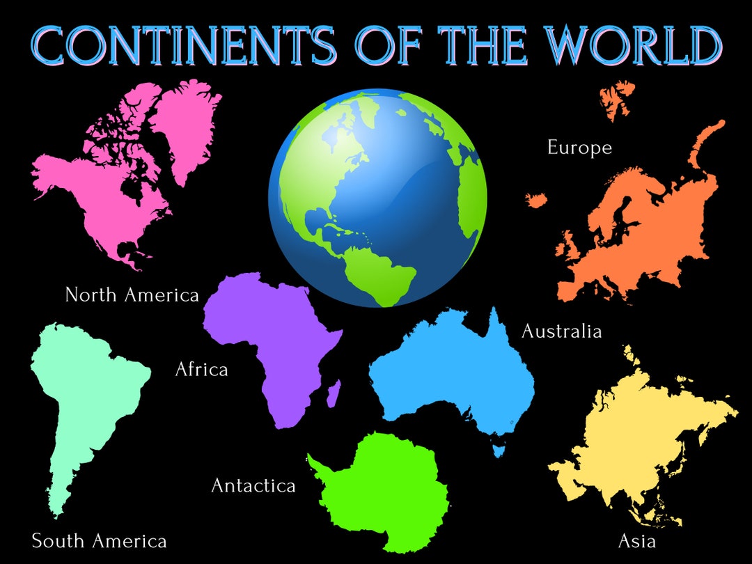 Continents of the World Classroom Decor Wall Art, Printable Classroom ...