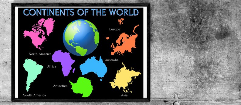 Continents of the World Classroom Decor Wall Art, Printable Classroom ...