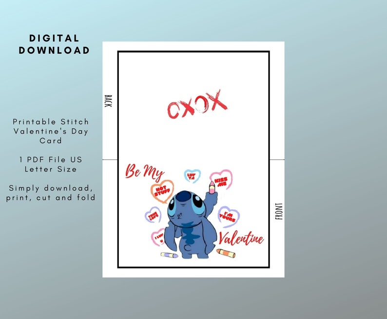 Lilo & Stitch Inspired Conversation Hearts Be My Valentine XOXO Digital ...