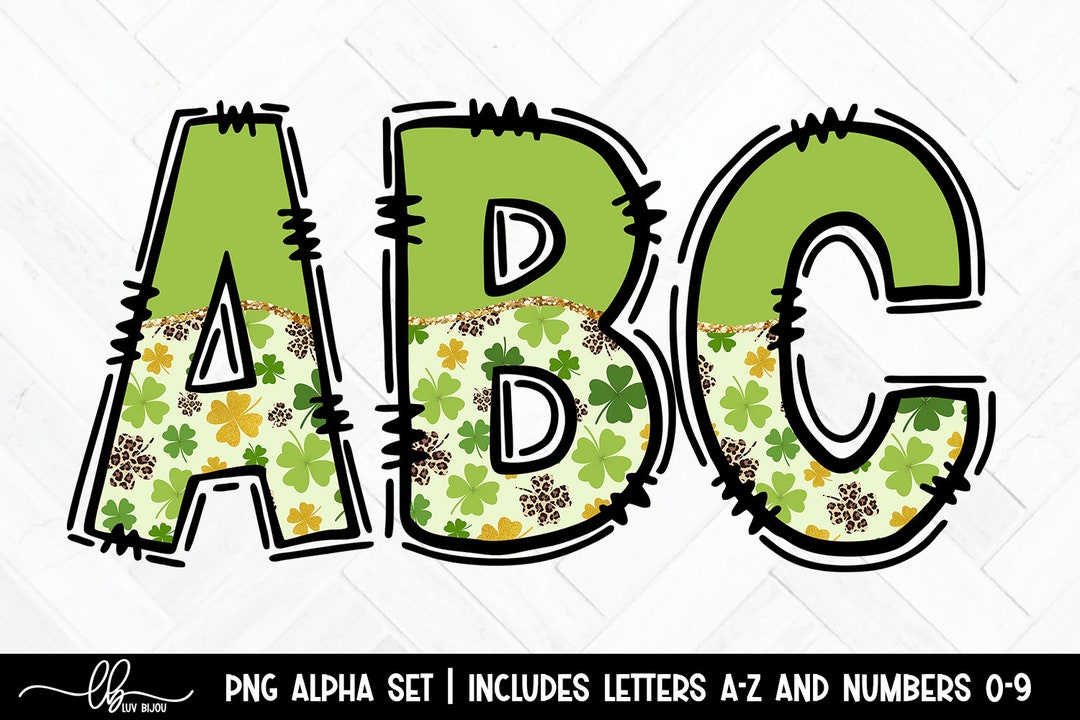 Clover Alphabet Clip Art, St Patrick's Letters & Numbers, St. Patty's ...