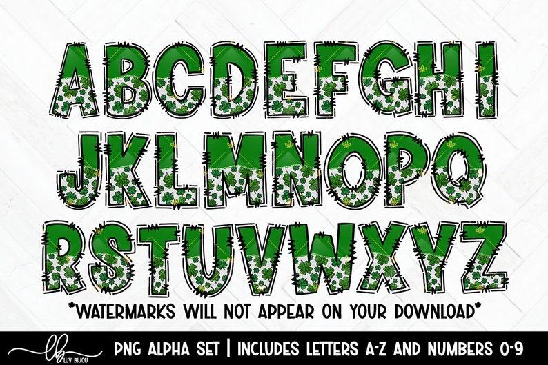 Shamrock Alphabet Clip Art: St Patrick's Day Letters & Numbers (digital ...
