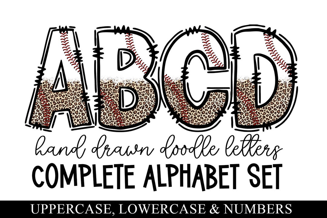 Baseball Leopard Doodle Font: Sublimation Alphabet PNG (digital ...