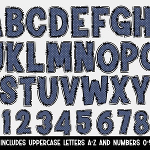 Polka Dot Doodle Alphabet PNG, Dotty Alphabet Letters PNG Bundle, Blue ...