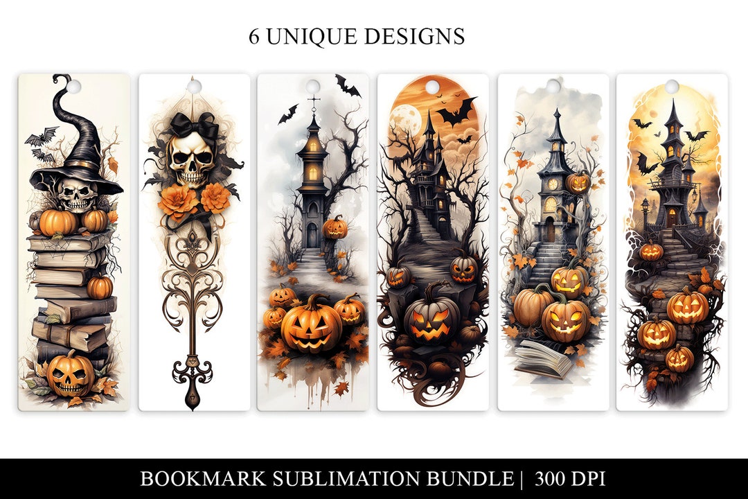Vintage Halloween Bookmarks Set: Spooky PNG Designs (digital Download ...