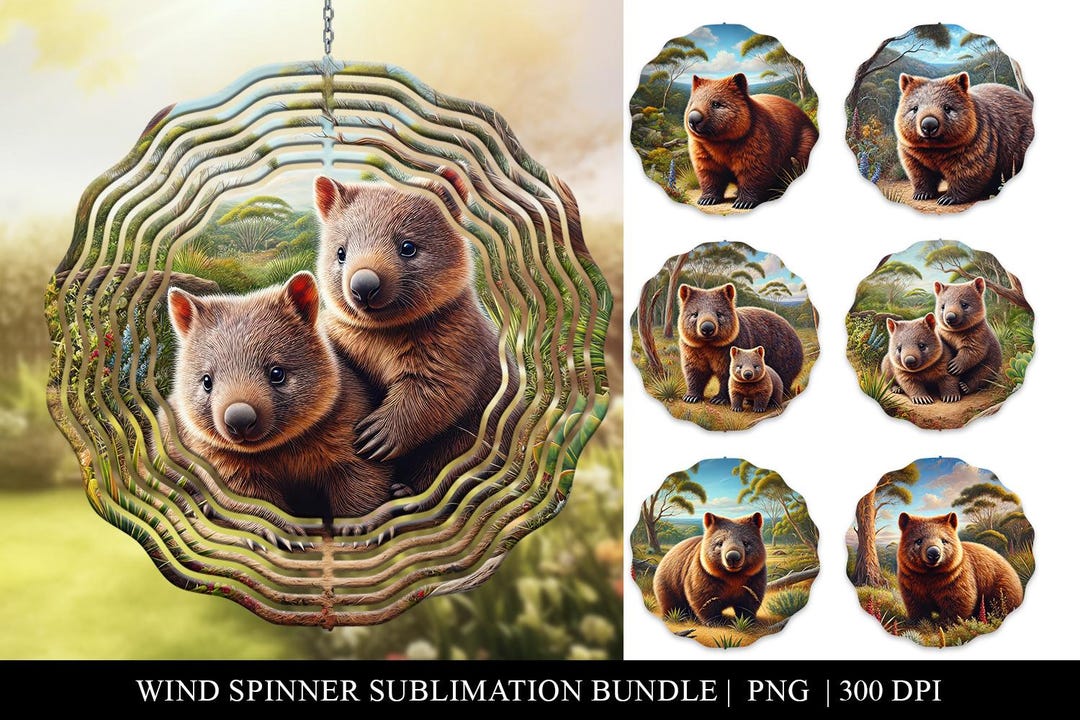 Wombat Wind Spinner Sublimation Bundle, Australian Wildlife ...