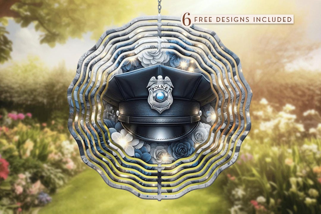 Police Wind Spinner PNG: Floral Thin Blue Line Sublimation (digital ...