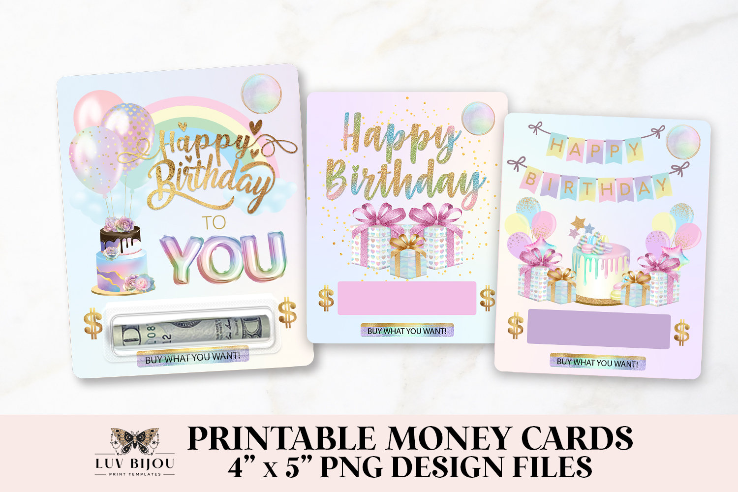 Printable Birthday Money Card Holder Money Card Bundle Print - Etsy