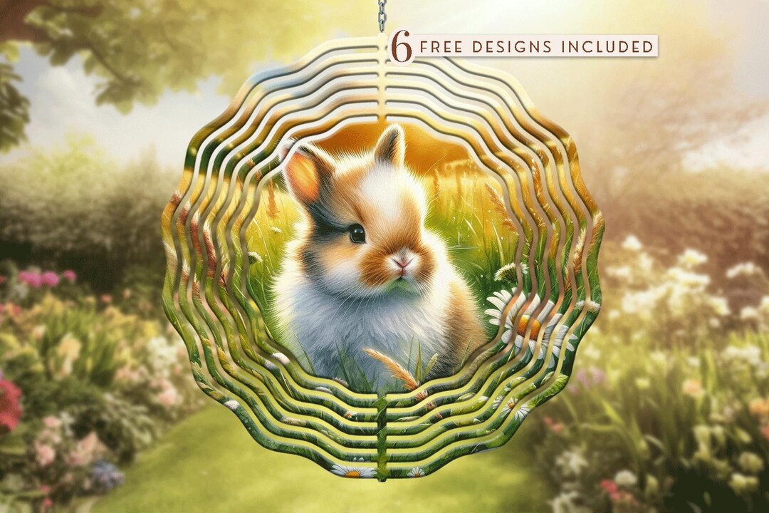 Bunny Rabbit Windspinner Design, Cute Spring Garden Decoration, Digital ...