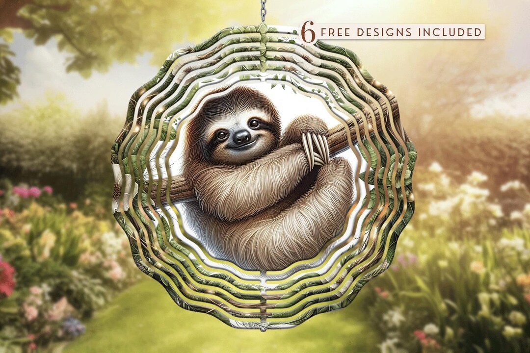 Sloth Wind Spinner, Cute Sloth Wind Spinner Sublimation Designs ...