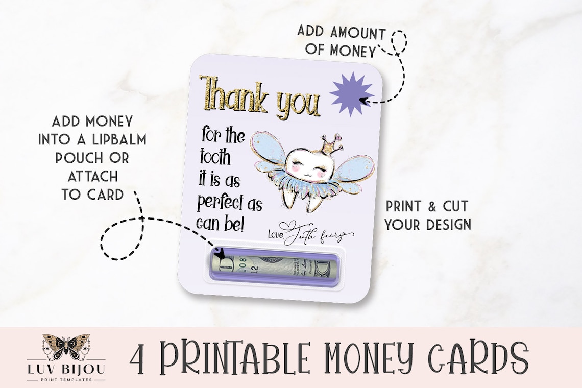 Printable Tooth Fairy Money Cards Cute Tooth Fairy Money - Etsy